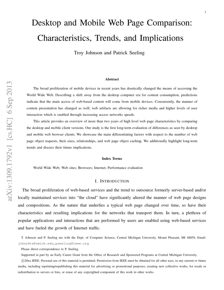 Desktop and Mobile Web Page Comparison: Characteristics, Trends, and ...