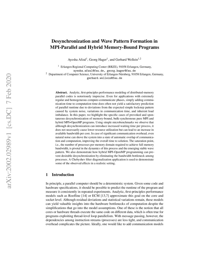 Desynchronization and Wave Pattern Formation in MPI-Parallel and Hybrid Memory-Bound Programs ...