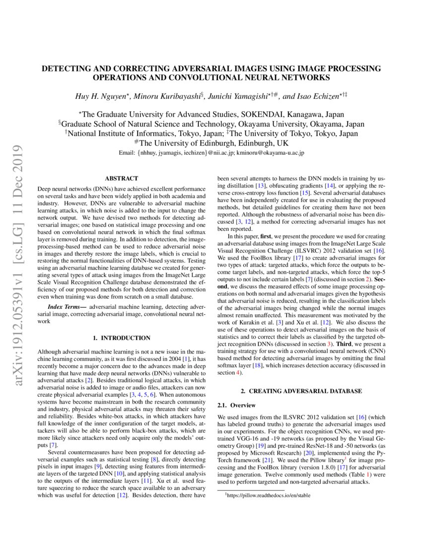 Detecting And Correcting Adversarial Images Using Image Processing 8195