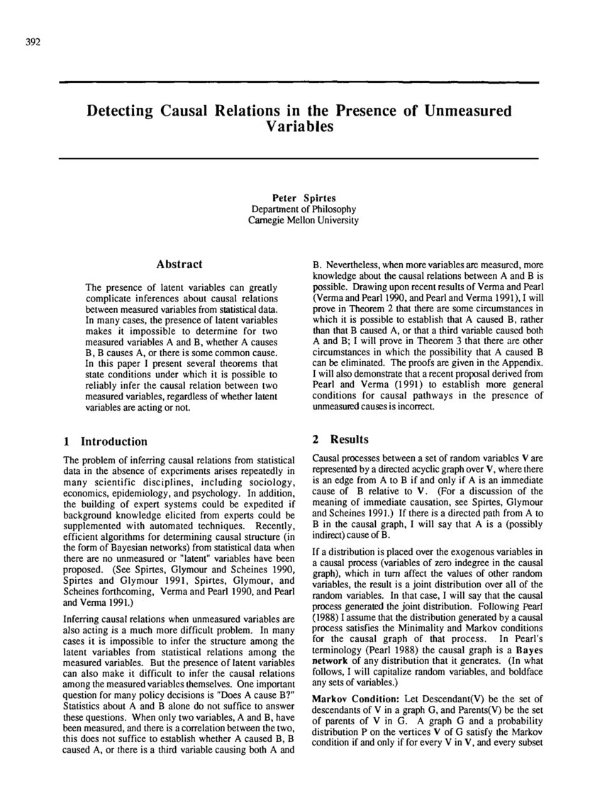 Detecting Causal Relations In The Presence Of Unmeasured Variables Deepai