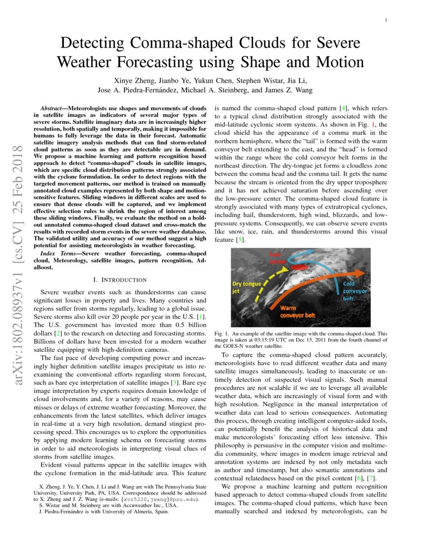 Detecting Comma-shaped Clouds for Severe Weather Forecasting using ...