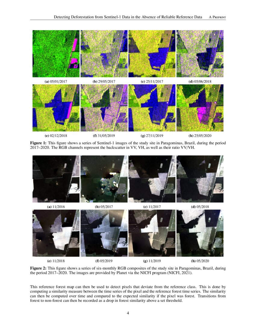 Detecting Deforestation From Sentinel 1 Data In The Absence Of Reliable Reference Data Deepai