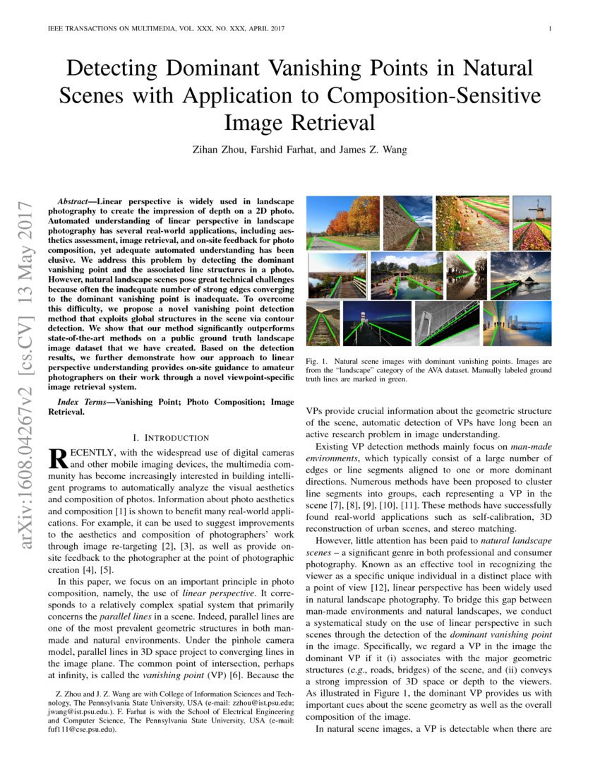 Detecting Dominant Vanishing Points in Natural Scenes with Application ...