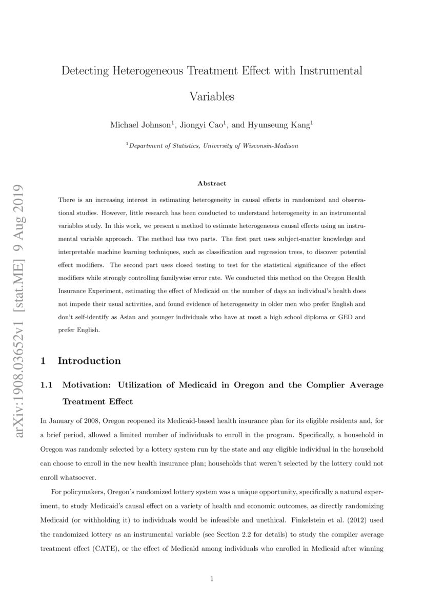 Detecting Heterogeneous Treatment Effect With Instrumental Variables Deepai