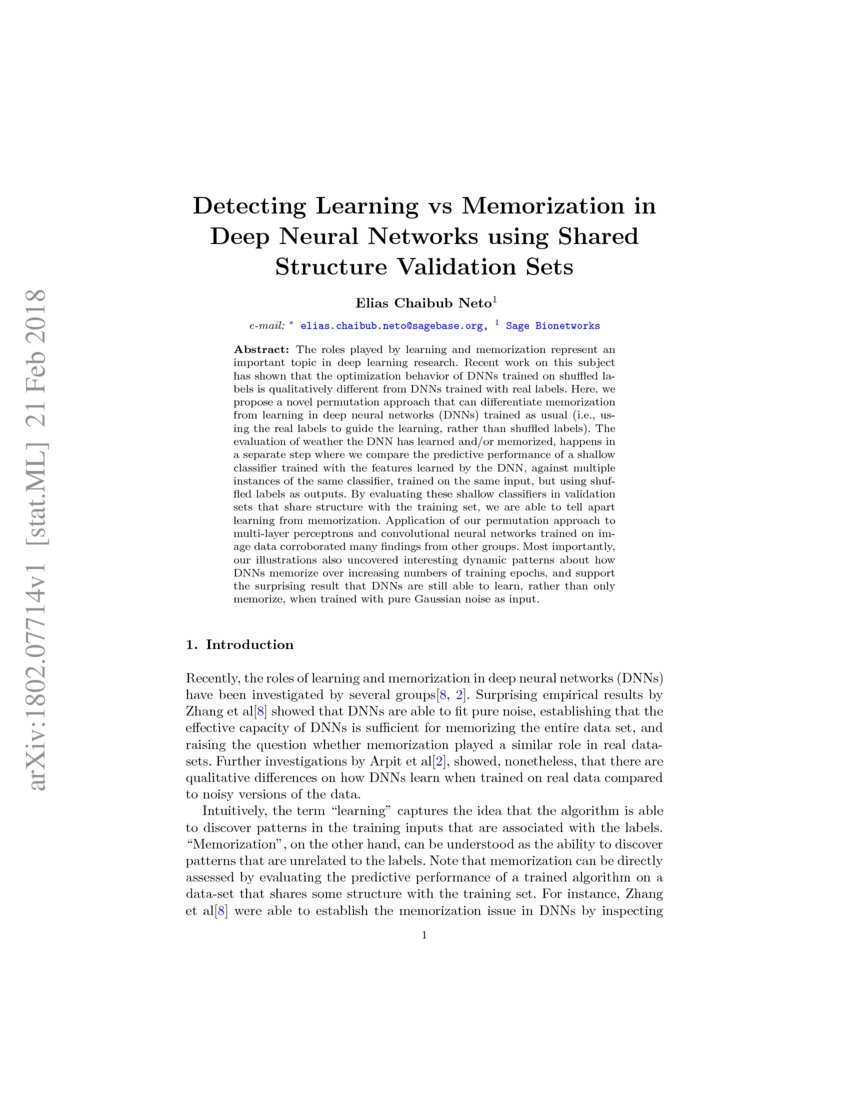 Detecting Learning Vs Memorization In Deep Neural Networks Using Shared