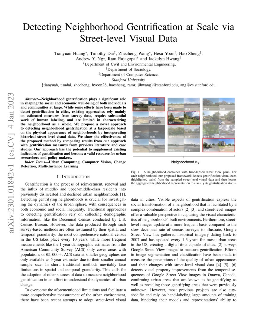Detecting Neighborhood Gentrification At Scale Via Street Level Visual Data Deepai