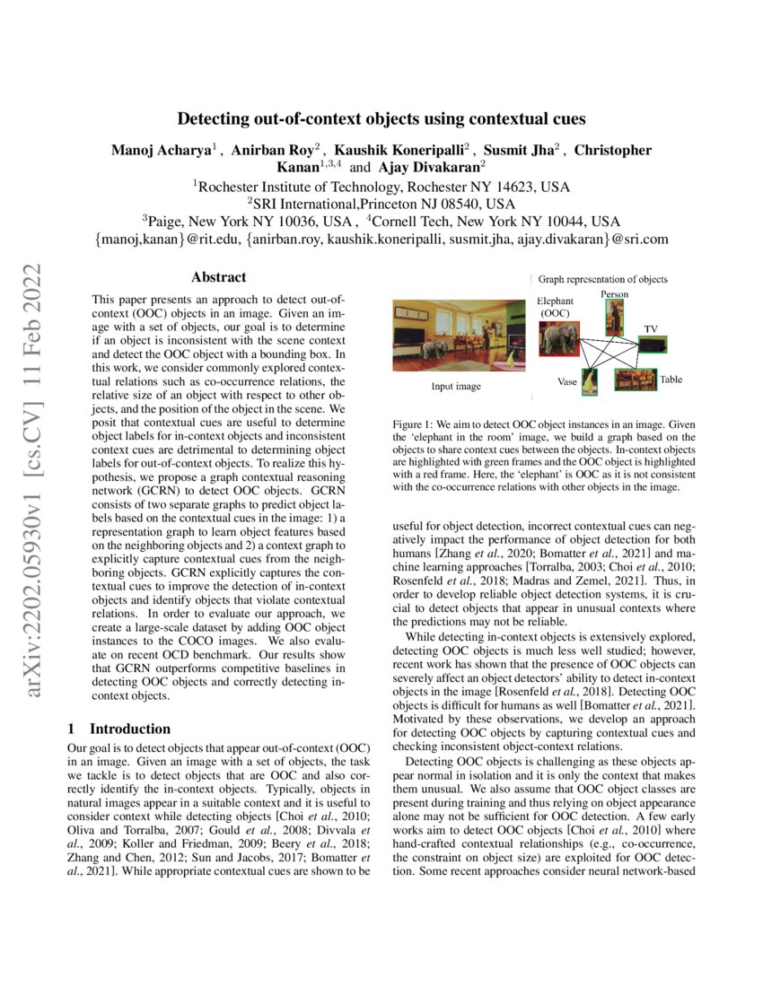 Detecting Out Of Context Objects Using Contextual Cues Deepai 6722
