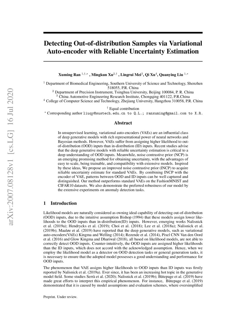Detecting Out-of-distribution Samples via Variational Auto-encoder with ...