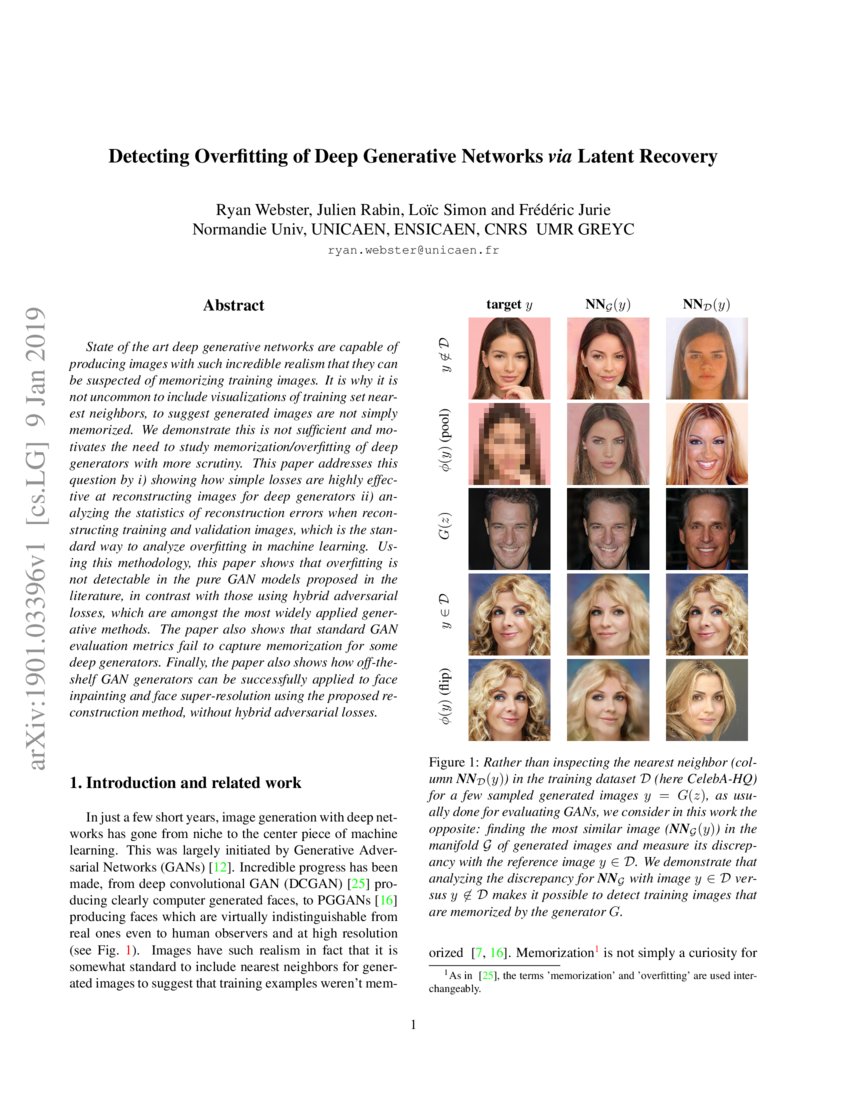 Detecting Overfitting Of Deep Generative Networks Via Latent Recovery 3576