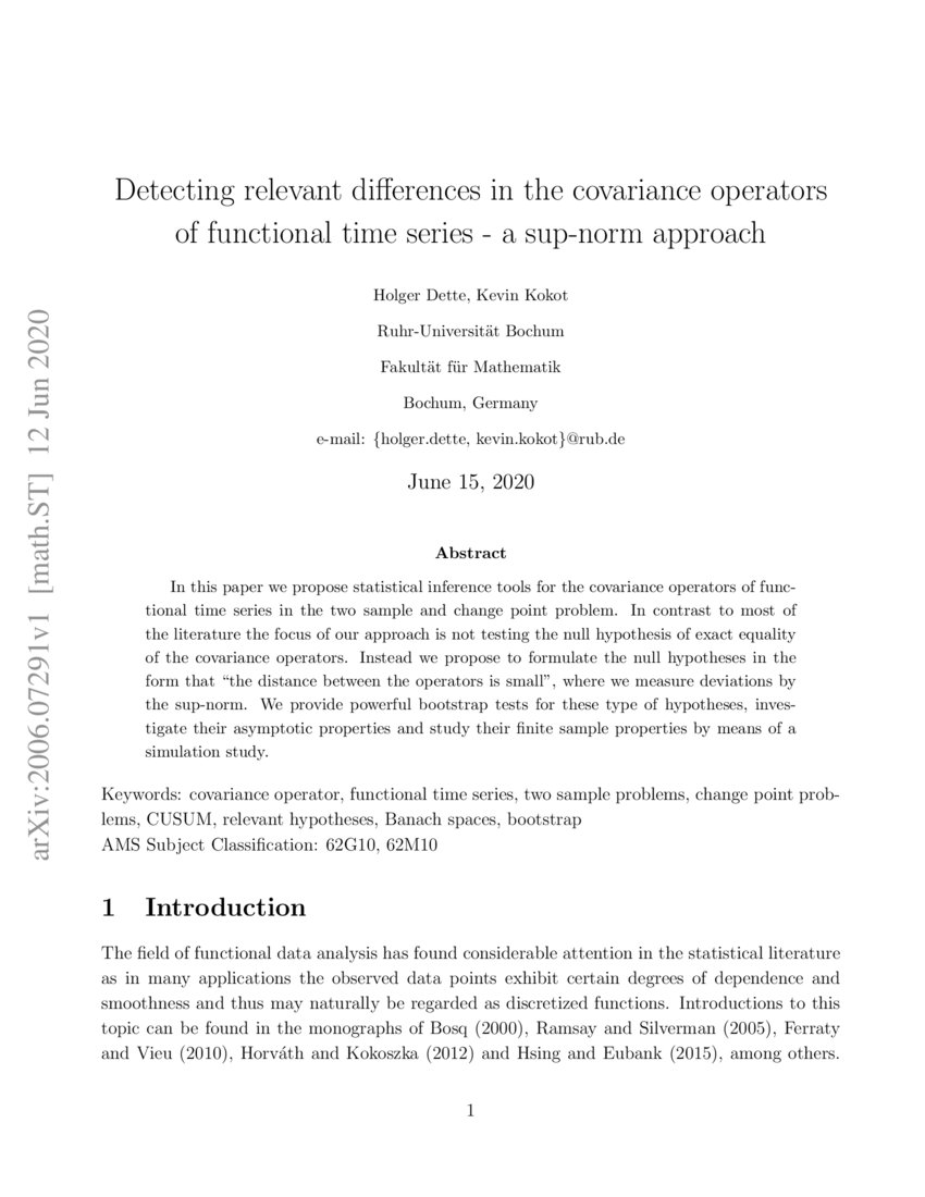 Detecting Relevant Differences In The Covariance Operators Of