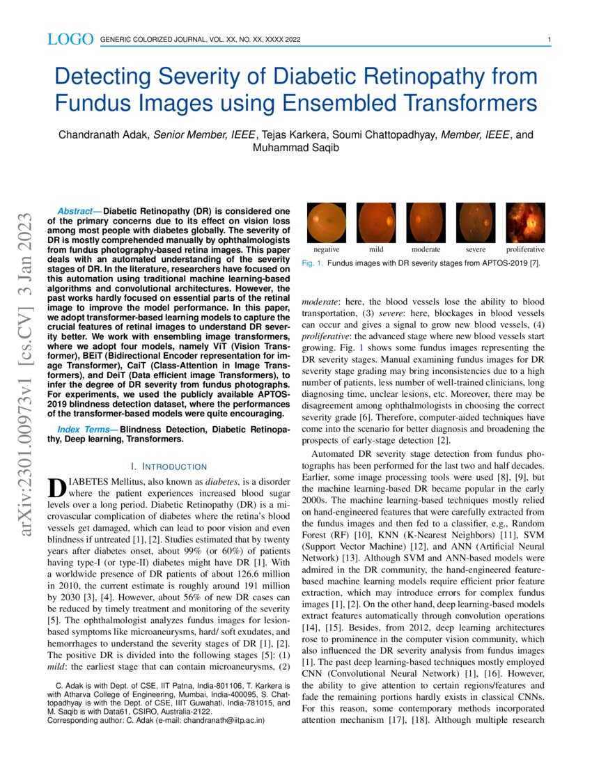Detecting Severity Of Diabetic Retinopathy From Fundus Images Using Ensembled Transformers Deepai