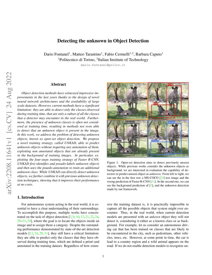 Detecting the unknown in Object Detection | DeepAI Detecting the unknown in Object Detection | DeepAI
