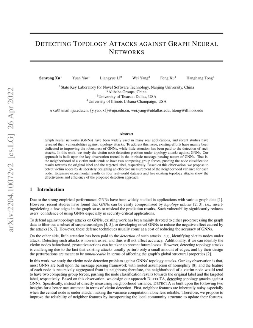 Detecting Topology Attacks against Graph Neural Networks | DeepAI