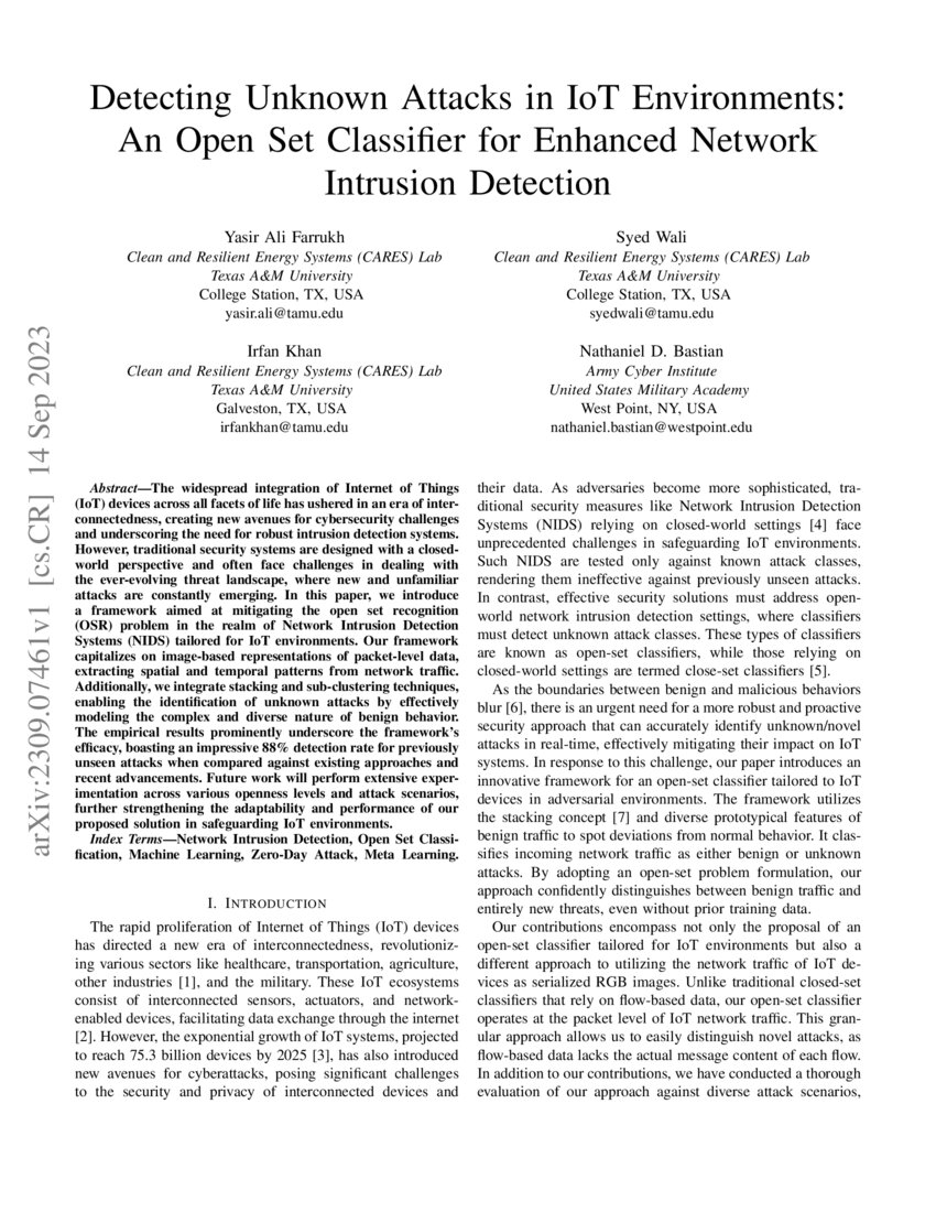 Detecting Unknown Attacks In Iot Environments An Open Set Classifier For Enhanced Network