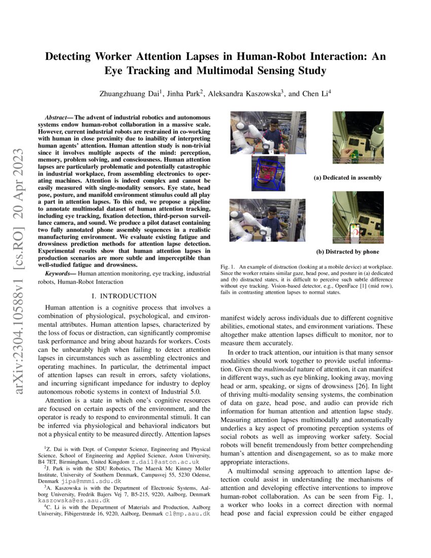 Detecting Worker Attention Lapses In Human Robot Interaction An Eye