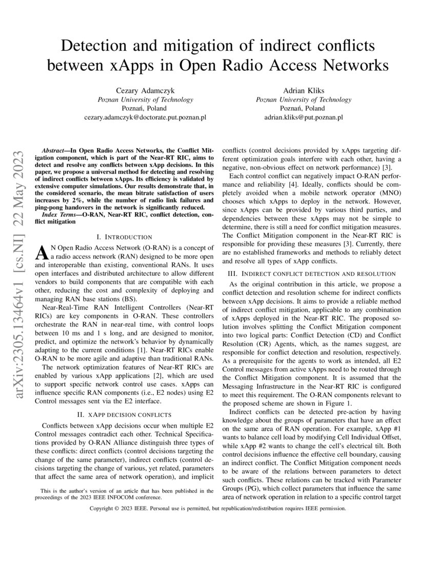 Detection And Mitigation Of Indirect Conflicts Between Xapps In Open