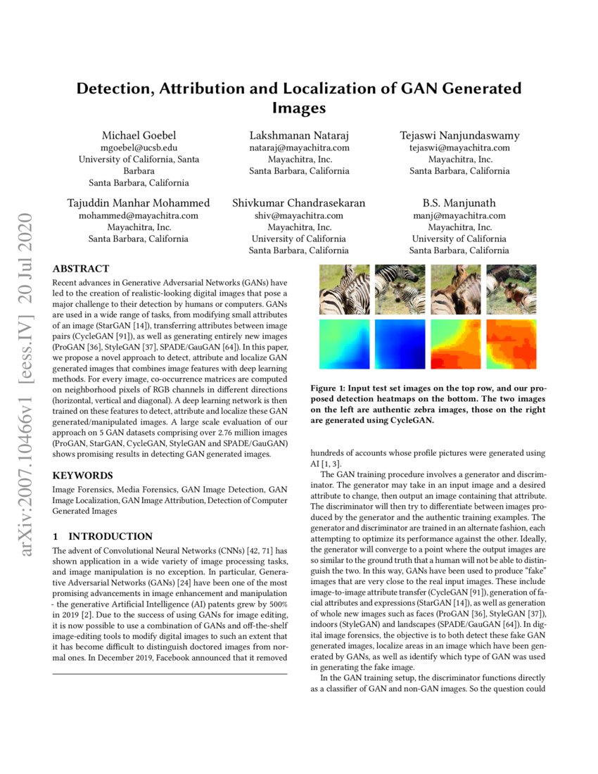 Detection, Attribution and Localization of GAN Generated Images | DeepAI