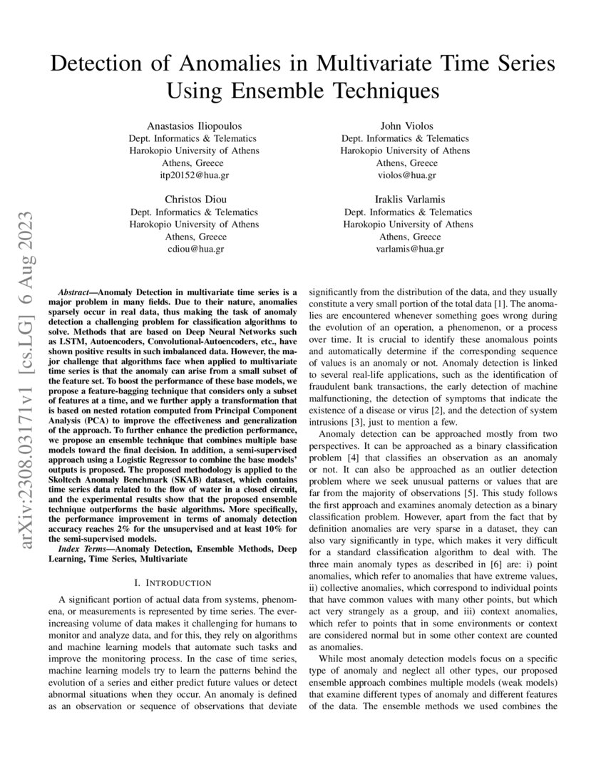 Detection Of Anomalies In Multivariate Time Series Using Ensemble 8226