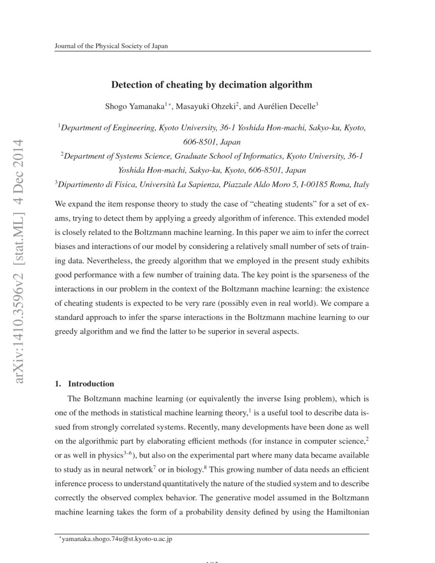 Detection Of Cheating By Decimation Algorithm Deepai 3699