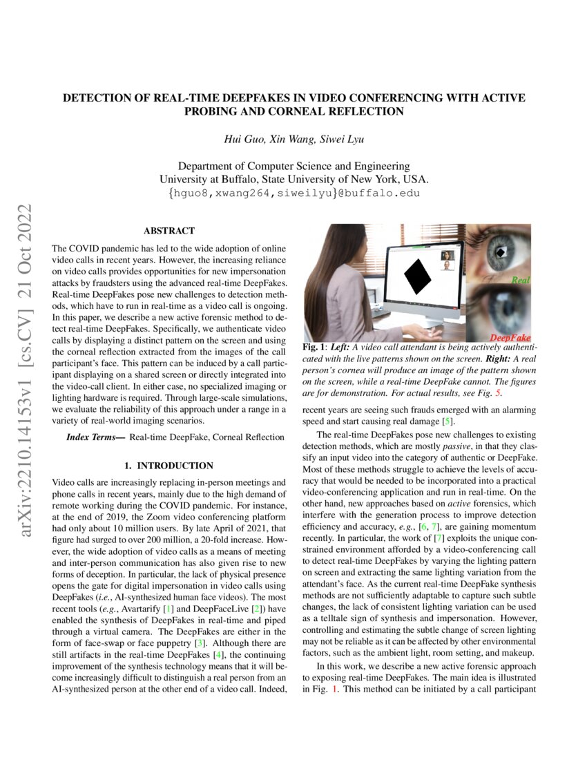 Detection of Real-time DeepFakes in Video Conferencing with Active ...