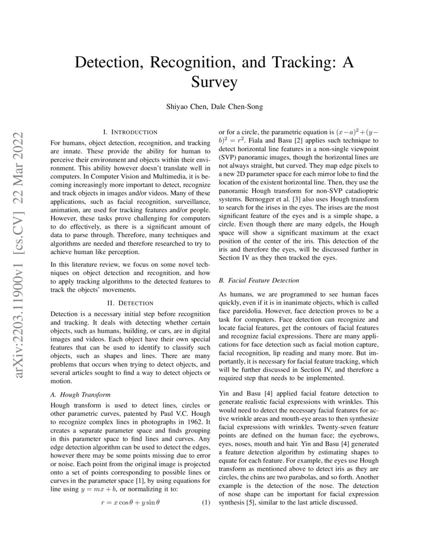 Detection Recognition And Tracking A Survey Deepai