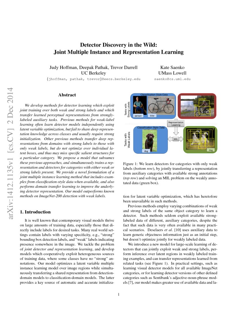 Detector Discovery in the Wild: Joint Multiple Instance and Representation Learning | DeepAI