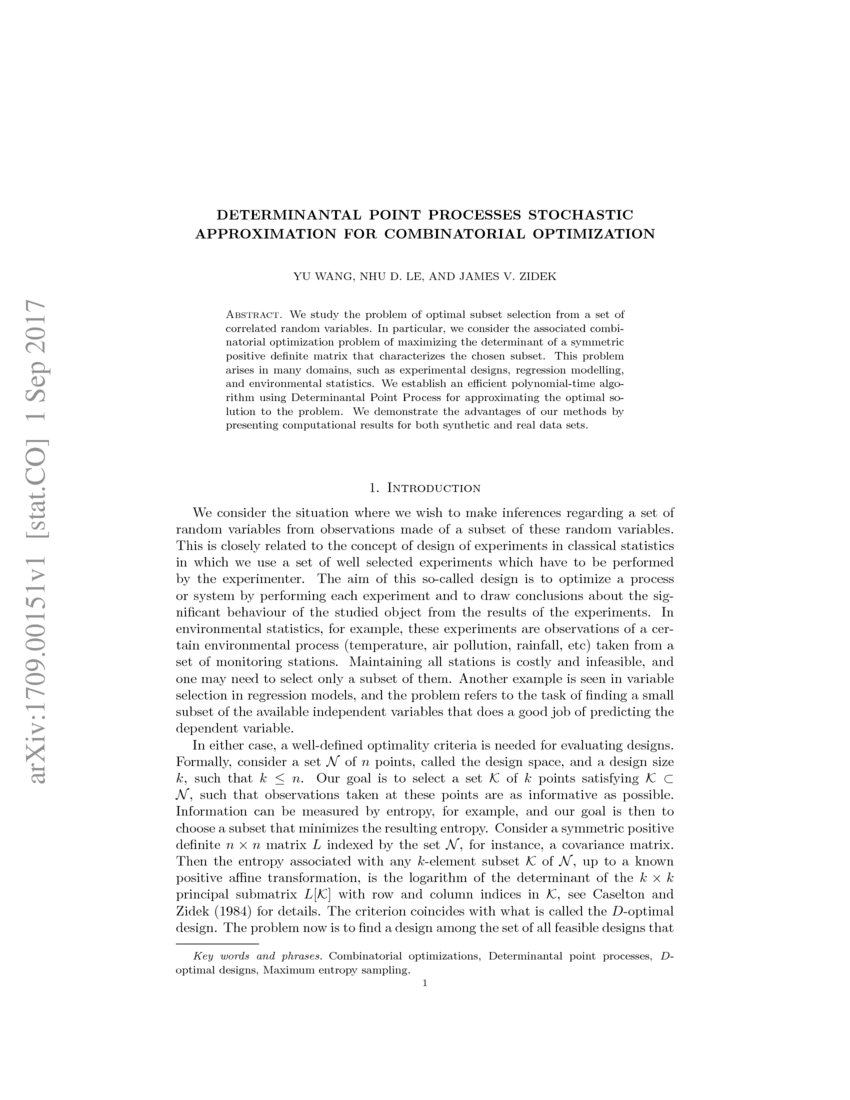 Determinantal Point Processes Stochastic Approximation For Combinatorial Optimization Deepai 4619