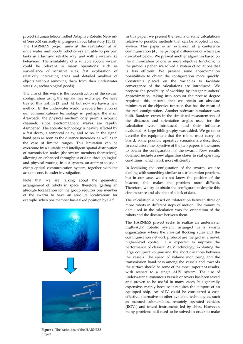 Determination Of Spatial Configuration Of An Underwater Swarm With Minimum Data Deepai