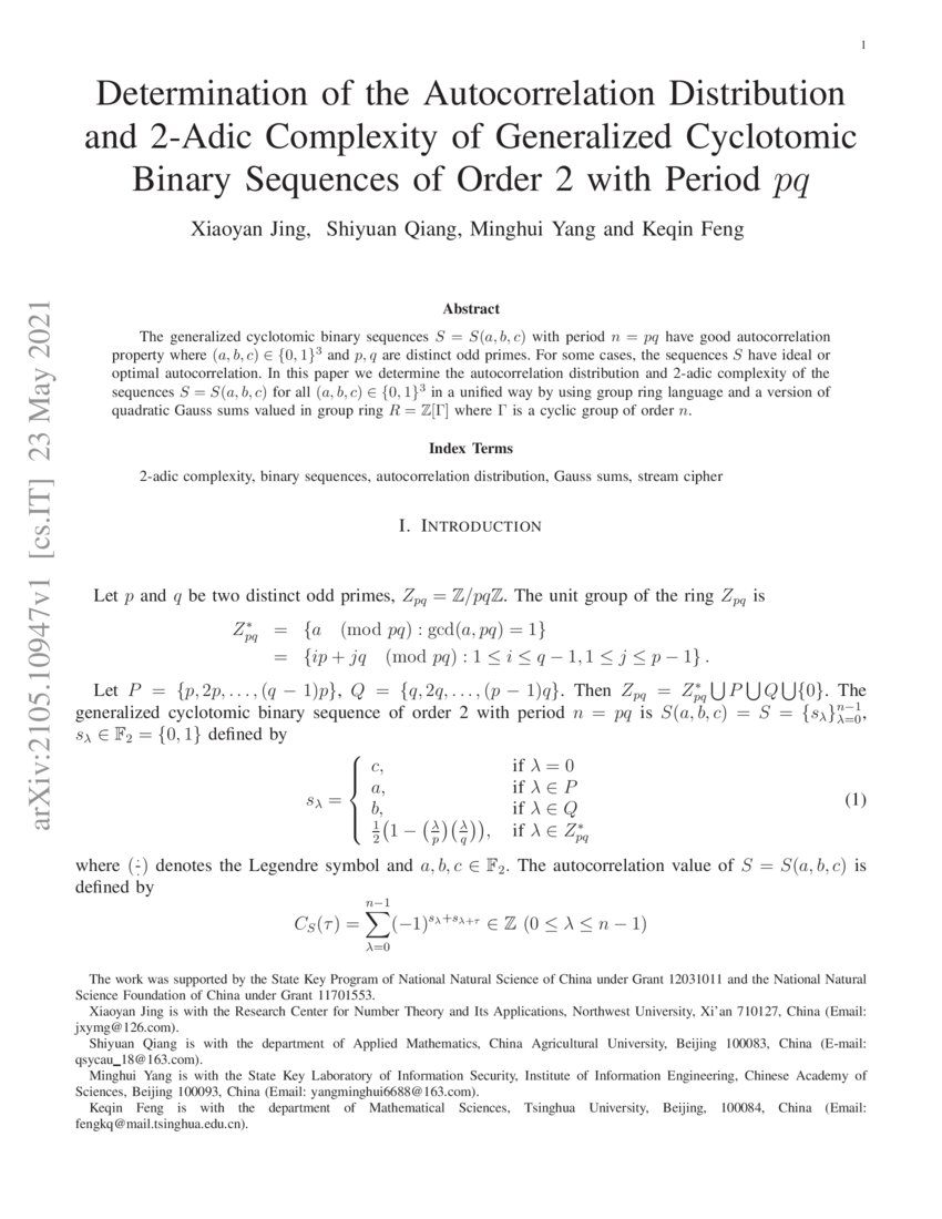Determination Of The Autocorrelation Distribution And 2 Adic Complexity Of Generalized