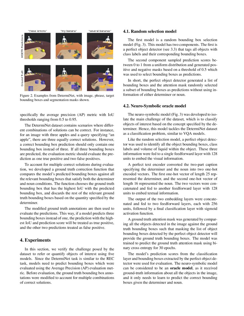 Determinet A Large Scale Diagnostic Dataset For Complex Visually Grounded Referencing Using