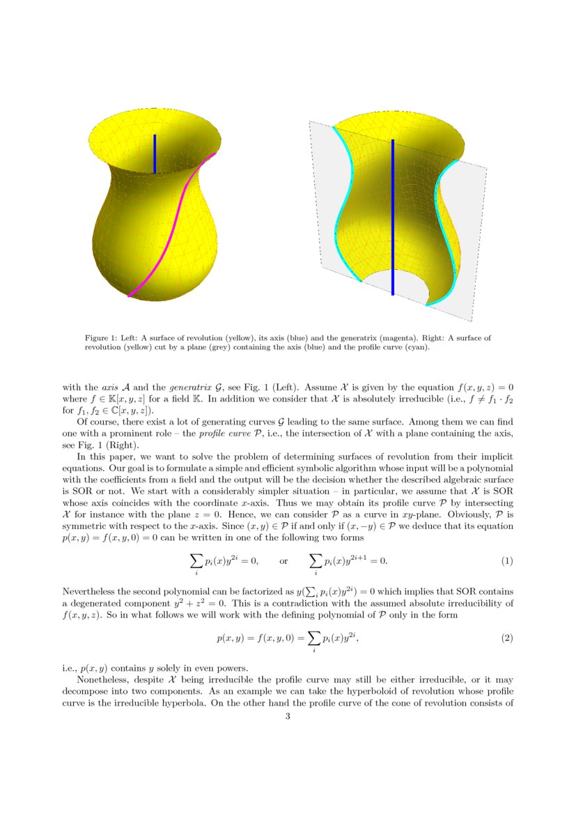 Determining surfaces of revolution from their implicit equations | DeepAI