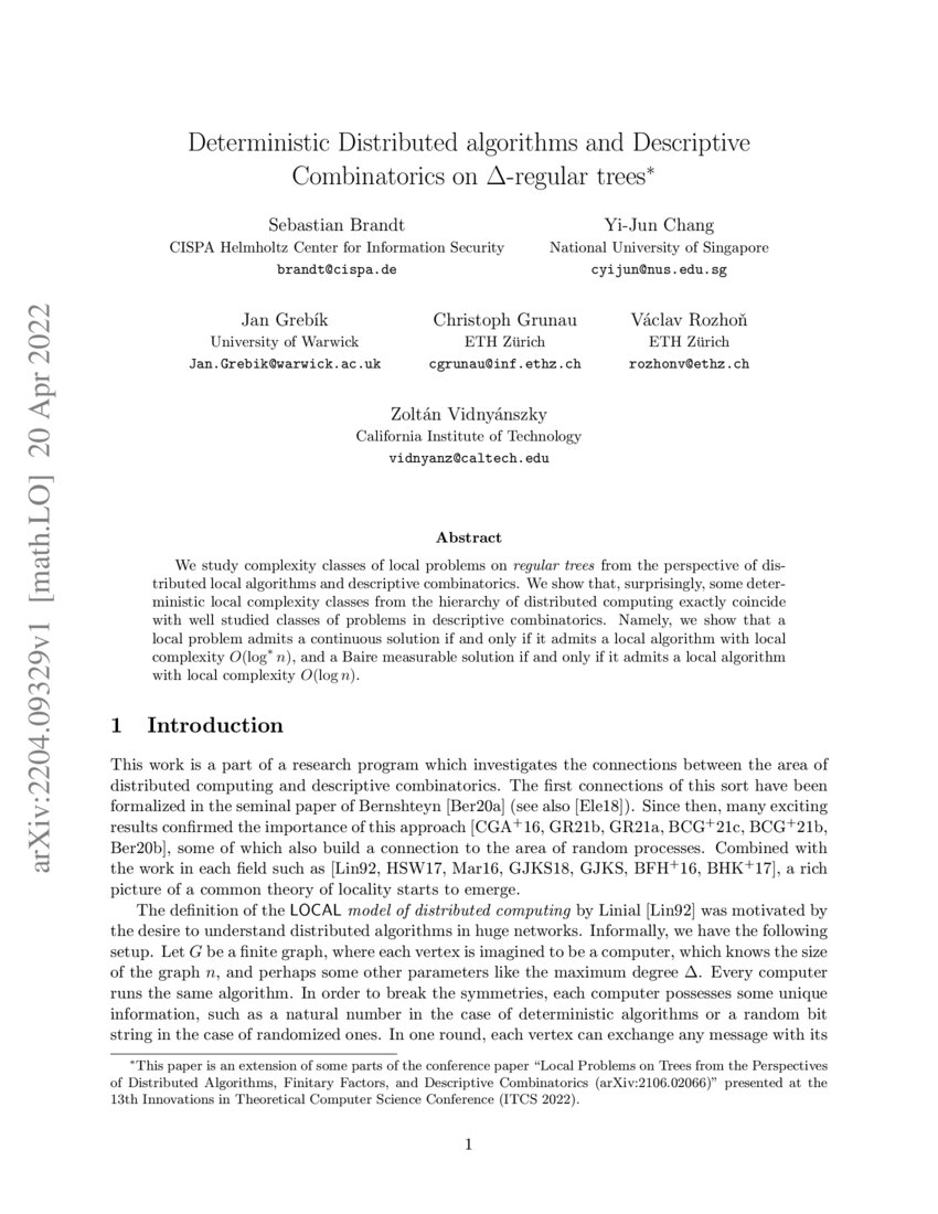 Deterministic Distributed Algorithms And Descriptive Combinatorics On Δ Regular Trees Deepai 1738