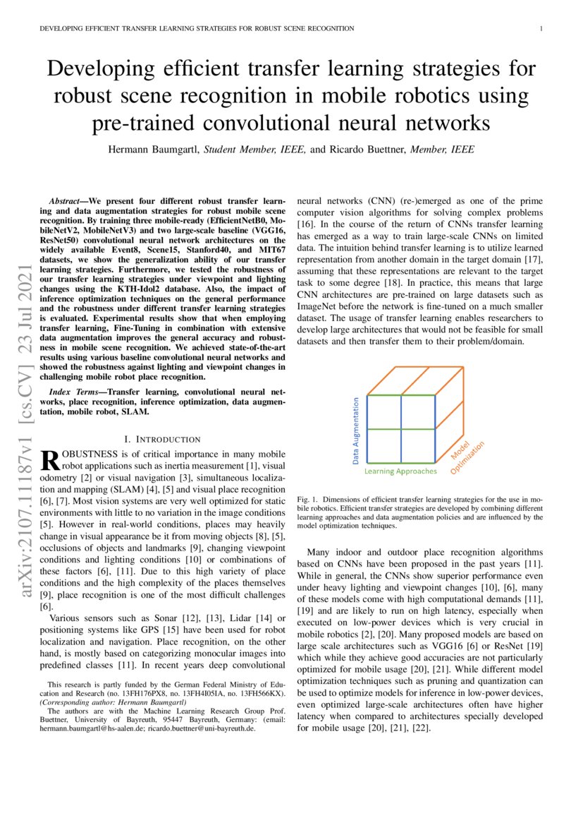 Developing efficient transfer learning strategies for robust scene recognition in mobile ...