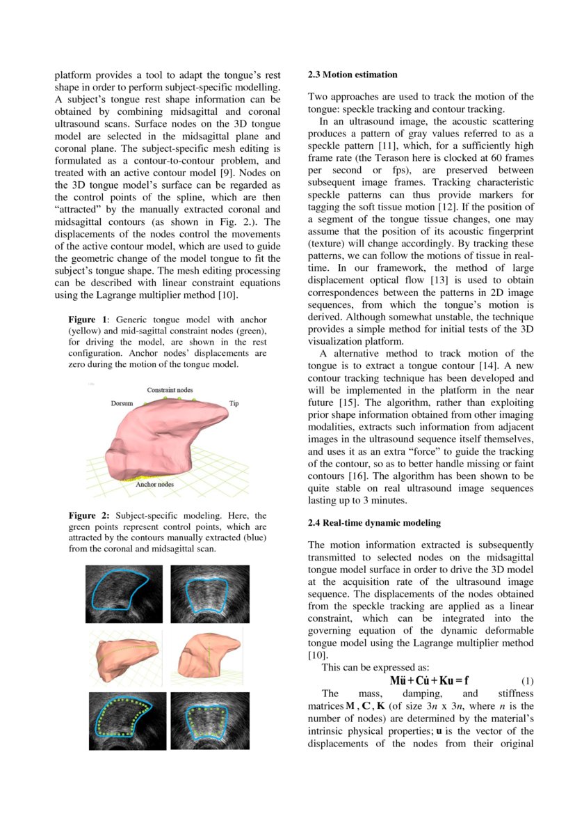 Development Of A 3d Tongue Motion Visualization Platform Based On Ultrasound Image Sequences