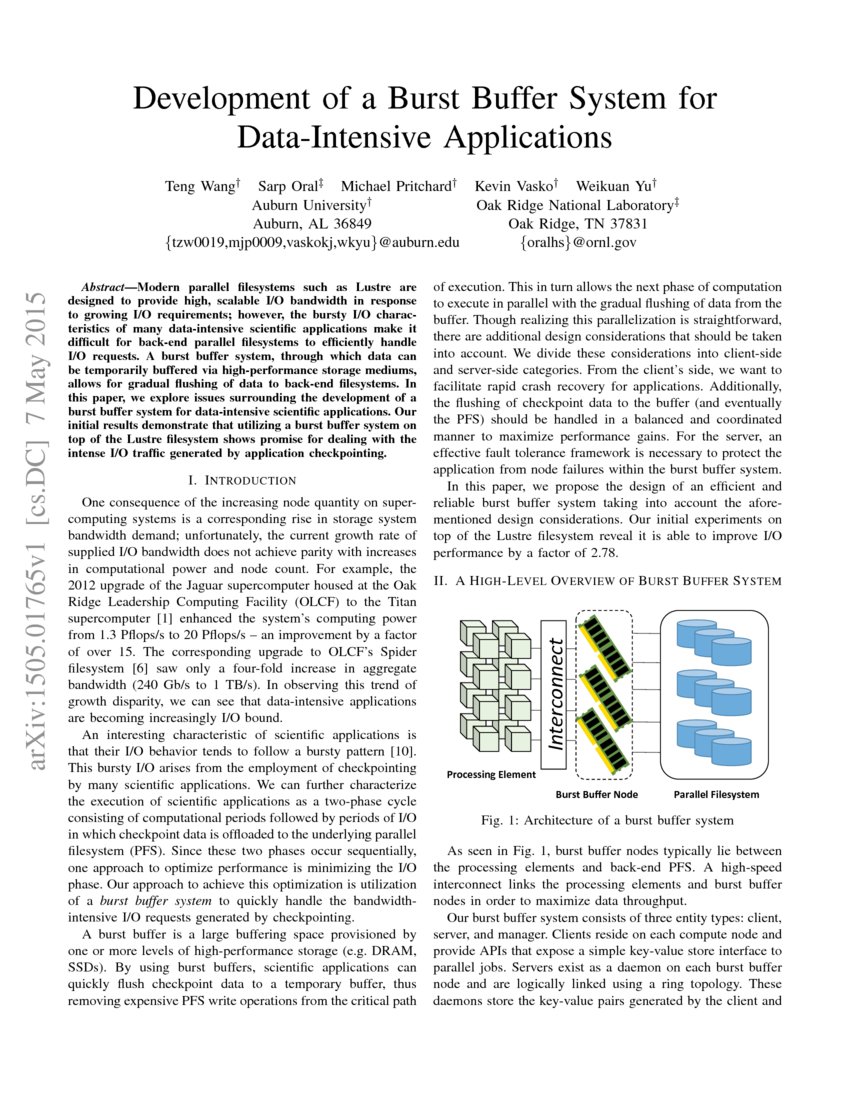 Development of a Burst Buffer System for Data-Intensive Applications | DeepAI