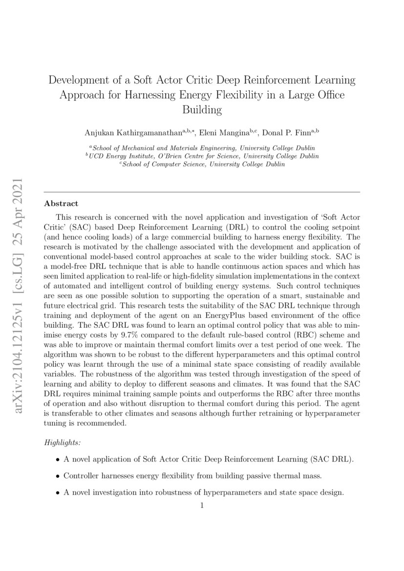 Development Of A Soft Actor Critic Deep Reinforcement Learning Approach