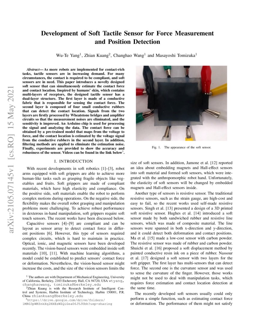 Development Of Soft Tactile Sensor For Force Measurement And Position Detection Deepai