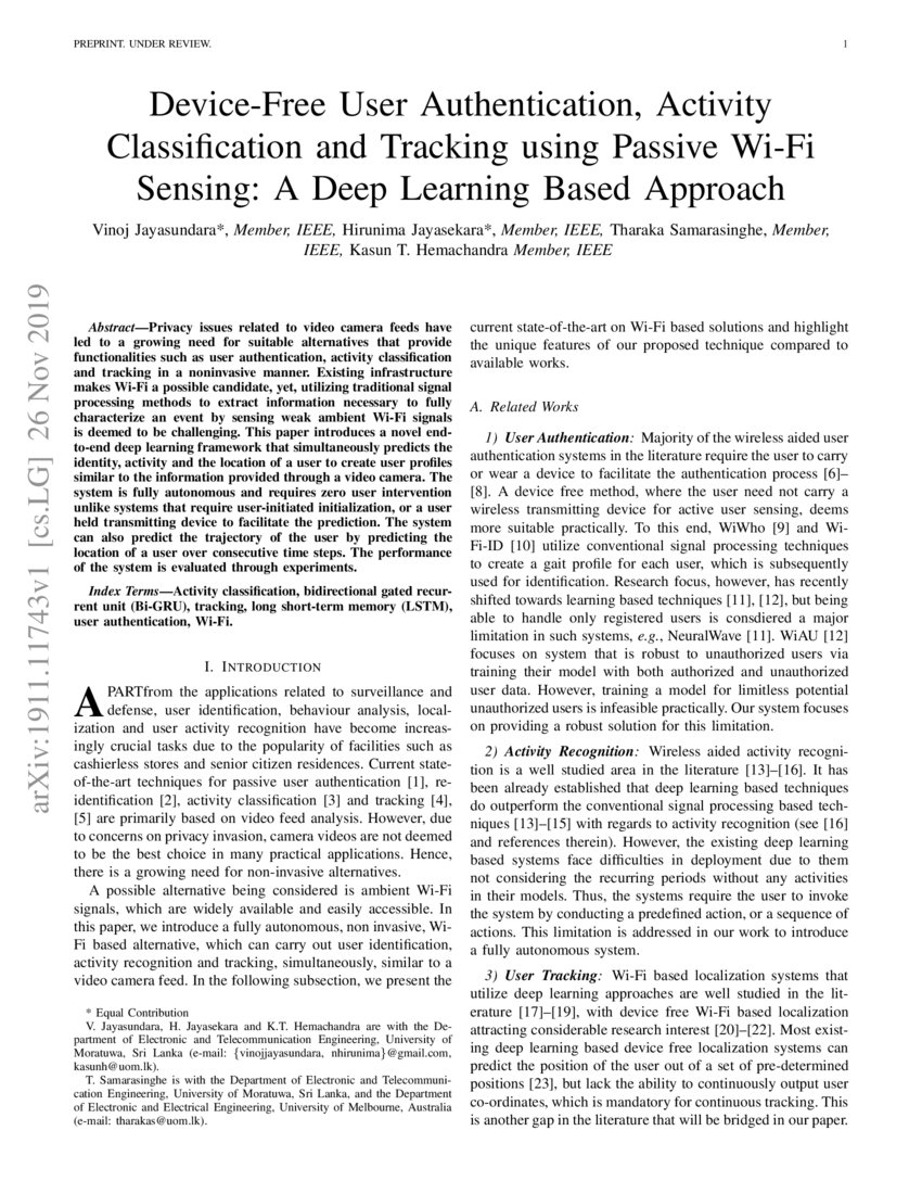 Device-Free User Authentication, Activity Classification and Tracking using Passive Wi-Fi ...