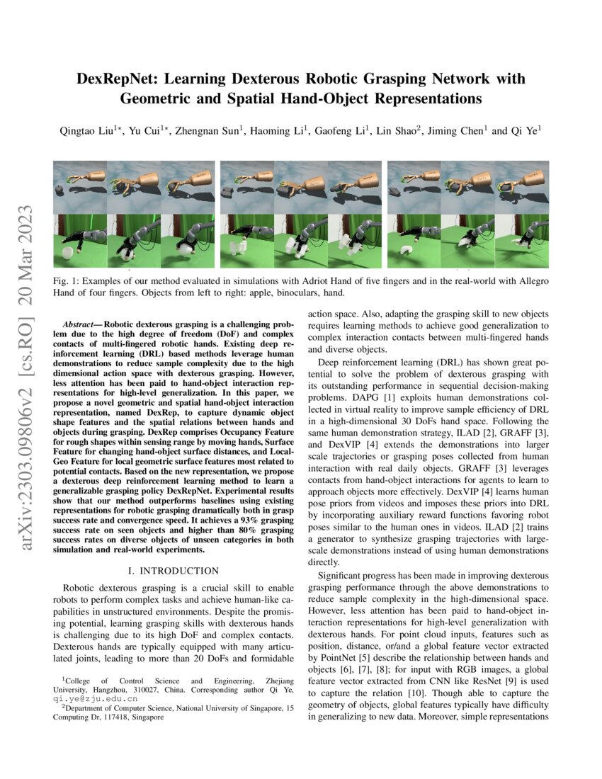 Dexrepnet Learning Dexterous Robotic Grasping Network With Geometric And Spatial Hand Object