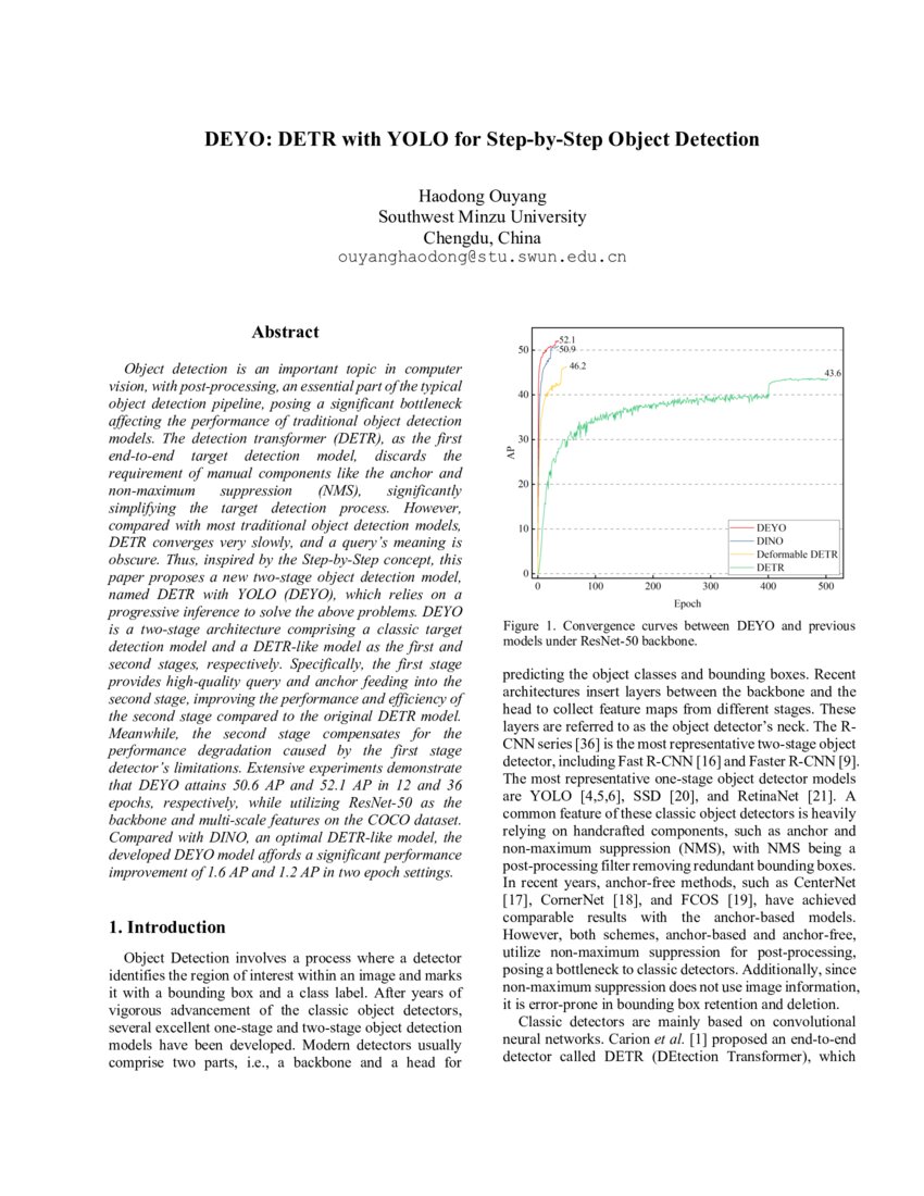 DEYO: DETR with YOLO for Step-by-Step Object Detection | DeepAI