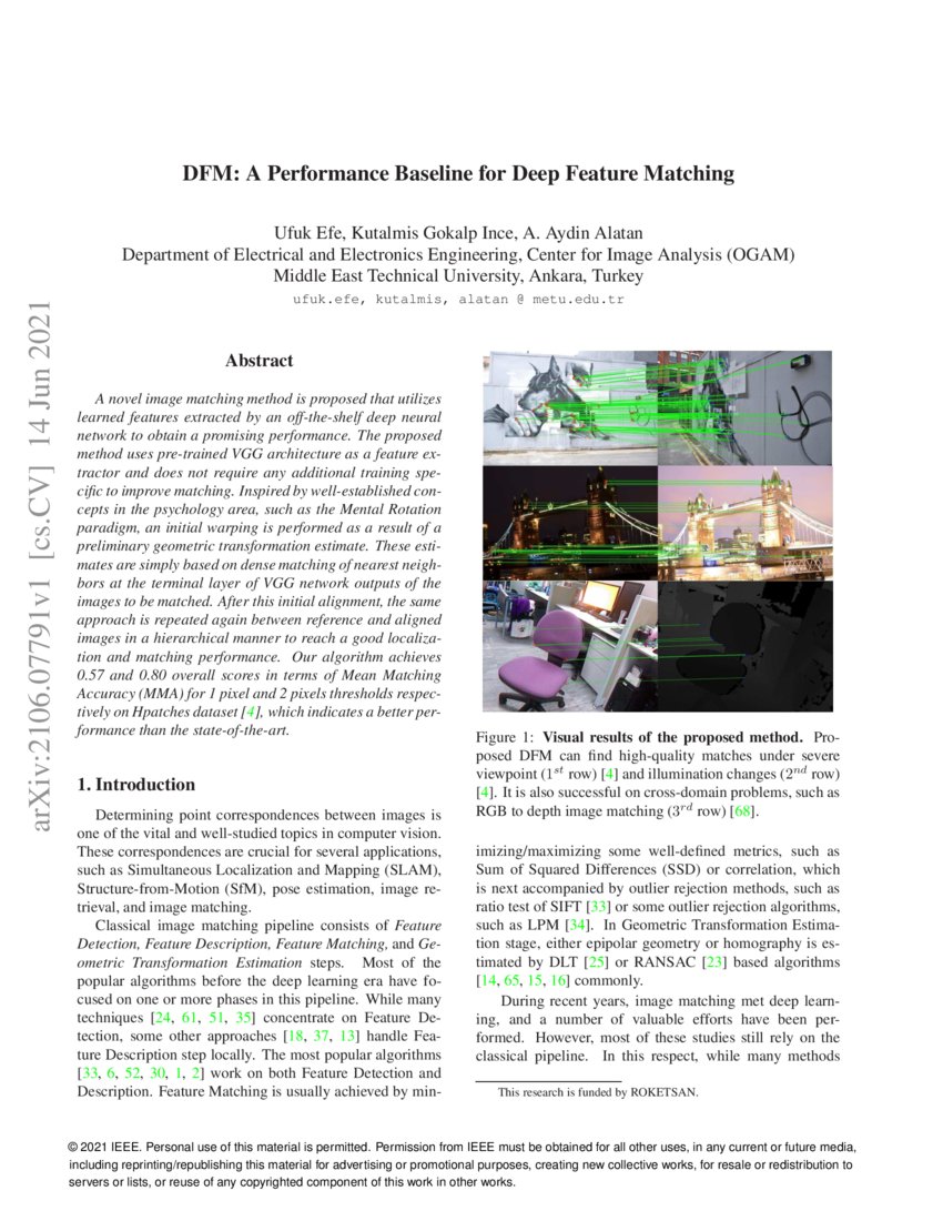 DFM: A Performance Baseline for Deep Feature Matching | DeepAI