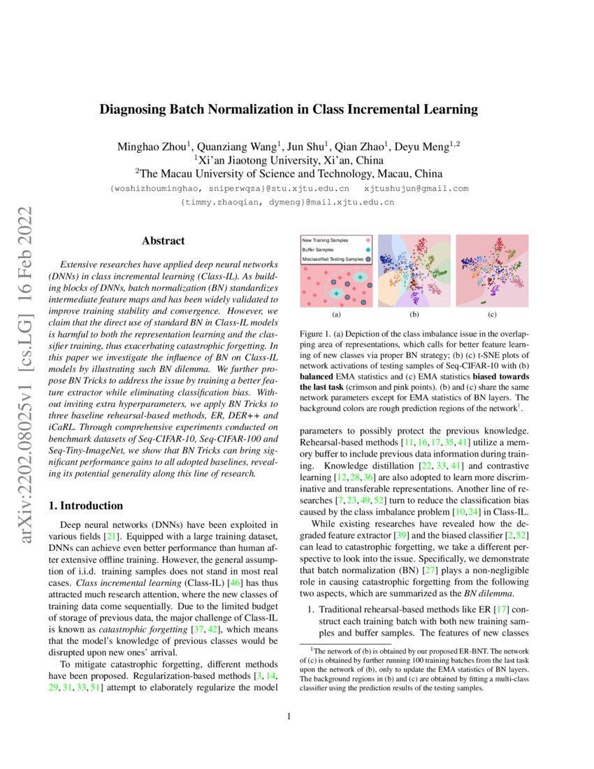Diagnosing Batch Normalization in Class Incremental Learning | DeepAI