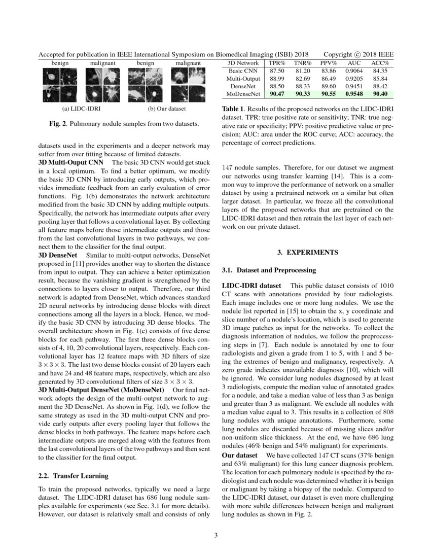 Diagnostic Classification Of Lung Nodules Using 3d Neural Networks Deepai