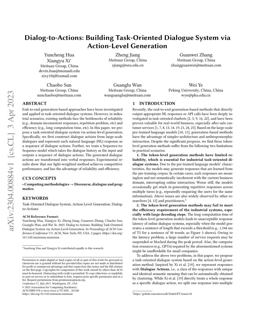 Dialog-to-Actions: Building Task-Oriented Dialogue System via Action ... Dialog-to-Actions: Building Task-Oriented Dialogue System via Action ...