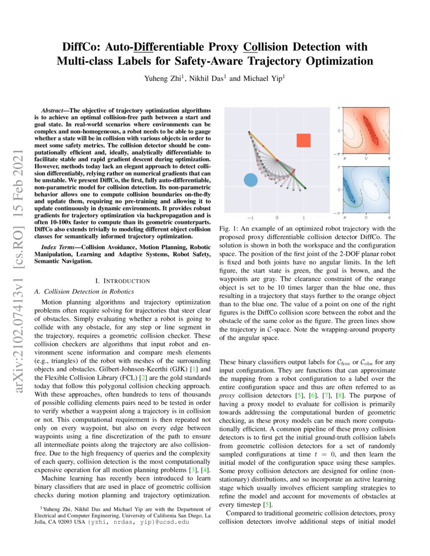 Diffco Auto Differentiable Proxy Collision Detection With Multi Class Labels For Safety Aware