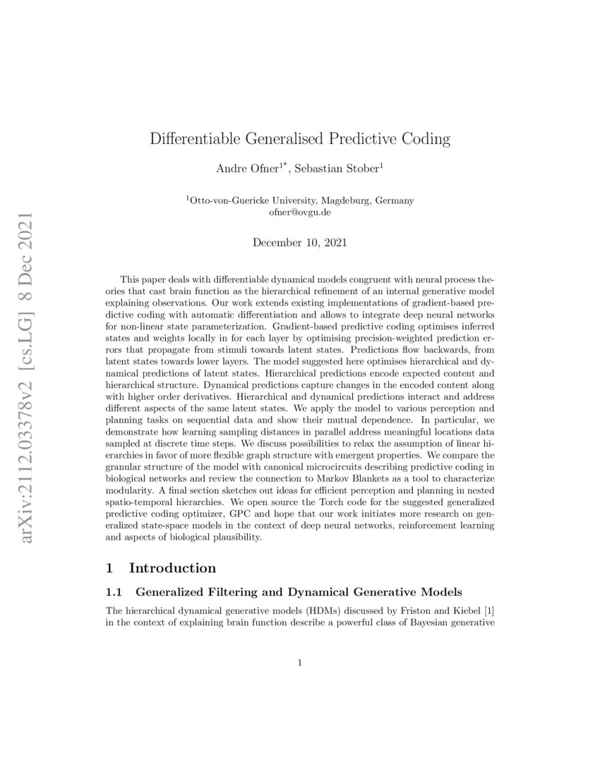 Differentiable Generalised Predictive Coding Deepai