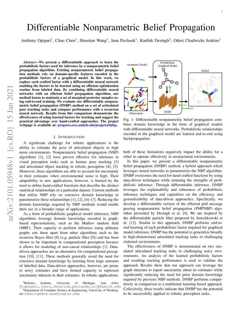 Differentiable Nonparametric Belief Propagation | DeepAI Differentiable Nonparametric Belief Propagation | DeepAI