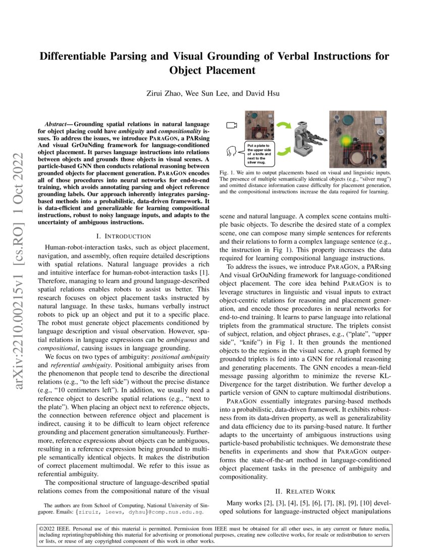 Differentiable Parsing And Visual Grounding Of Verbal Instructions For Object Placement Deepai