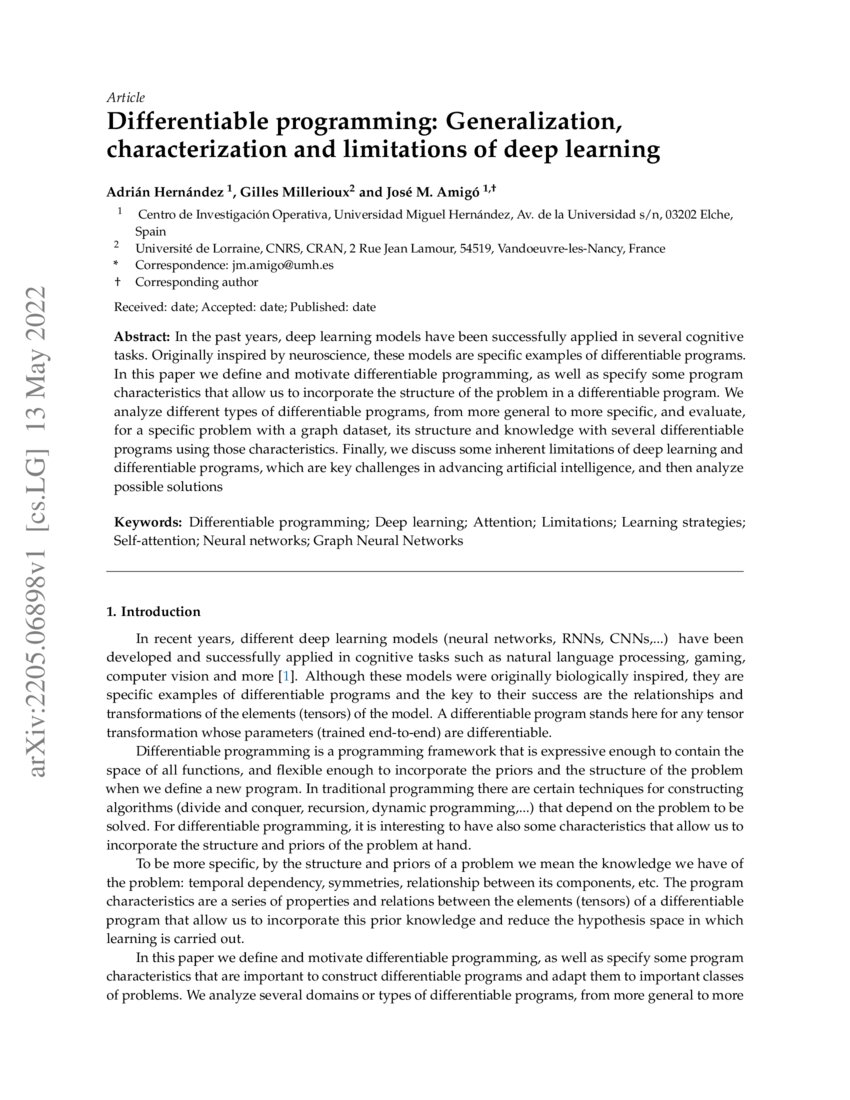 Differentiable Programming Generalization Characterization And Limitations Of Deep Learning
