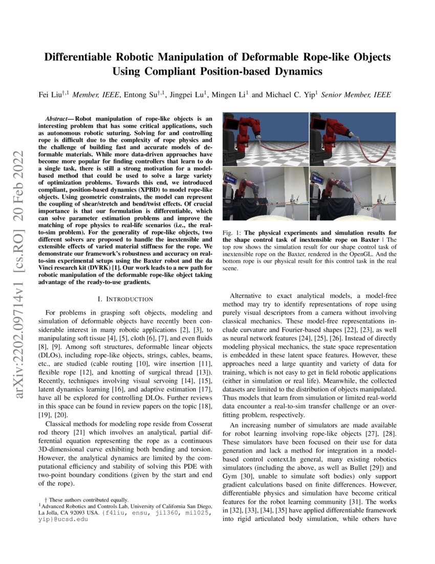 Differentiable Robotic Manipulation Of Deformable Rope Like Objects Using Compliant Position